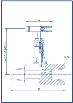 Hex Needle Valves Male X Female 6000 Psi- Female NPT BSP