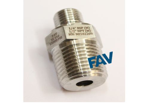 Hex Adaptor BSP Male X NPT Male 700 Bar NPT and BSP