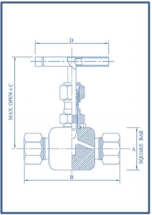 Needle Valve Compression Tube 3000 psi, Tube Double Ferrule and Nut