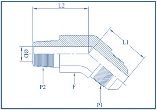 Elbow JIC 45 Deg , JIC hydraulic – for JIC hydraulic fittings